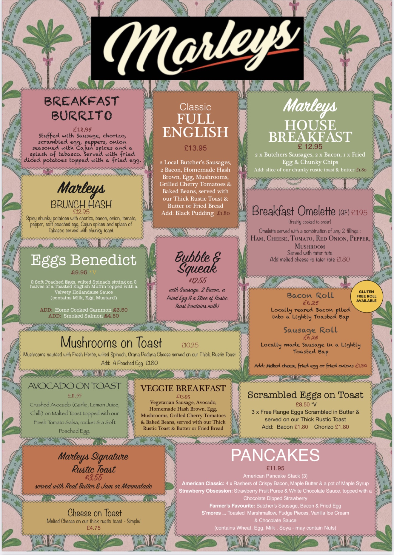 Breakfast, Lunch, Drinks & Kids Menu – Marleys Cafe Bar